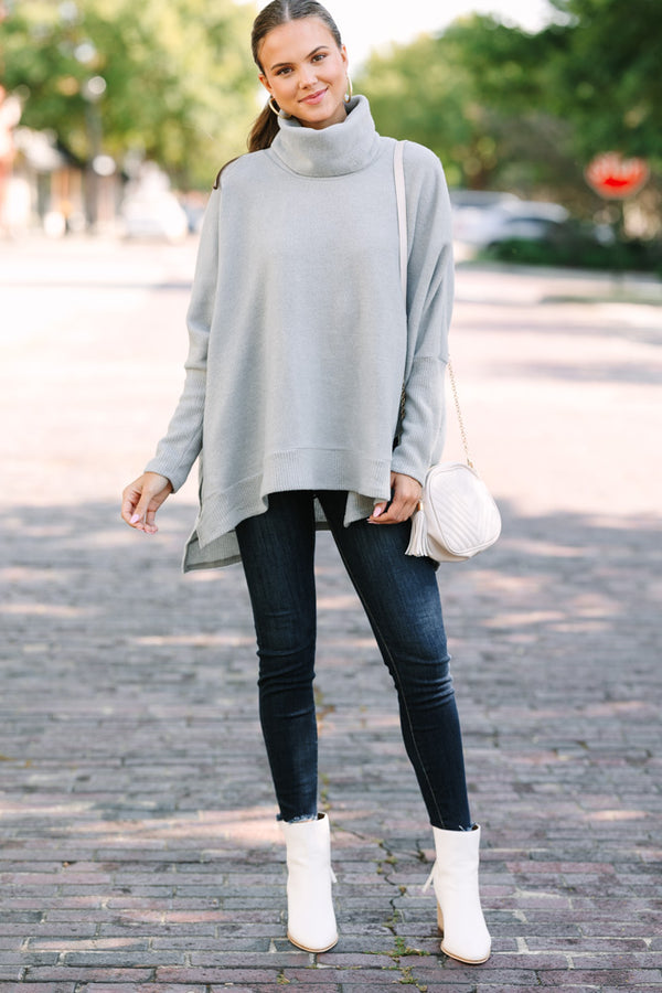 Cozy Comfy Heather Gray Cowl Neck Sweater - Oversized – Shop the Mint