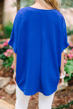 Relaxed Royal Blue Top - Casual Cute Tops – Shop the Mint