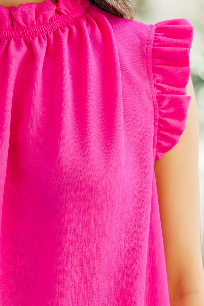 Feminine Chic Fuchsia Pink Tank - Ruffled Tank – Shop the Mint