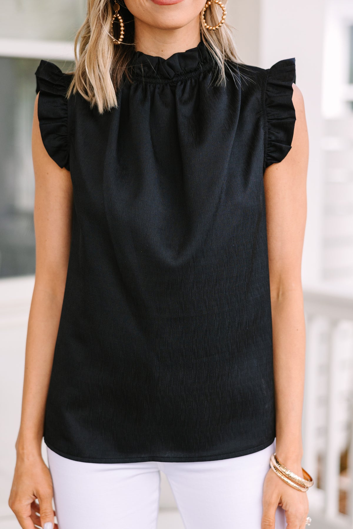 Classy Chic Black Tank - Ruffled Tank – Shop the Mint