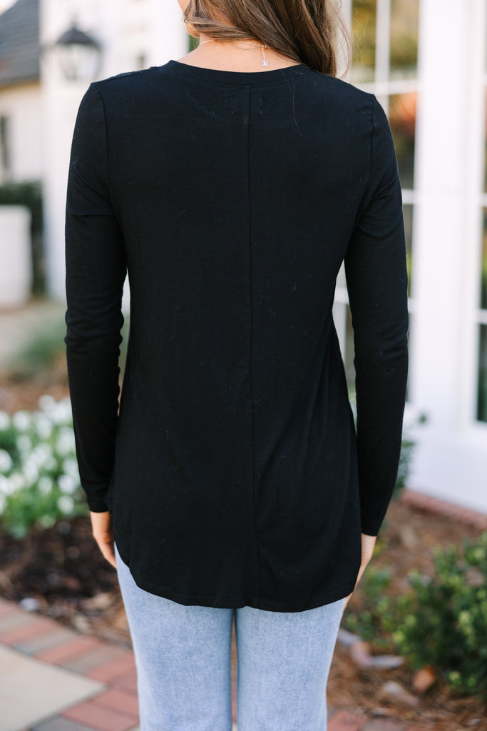 Casual Black Classic Top - Long Sleeve Tops – Shop the Mint