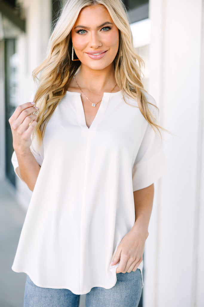 Chic Cream White Top - Classic Fall Top – Shop the Mint