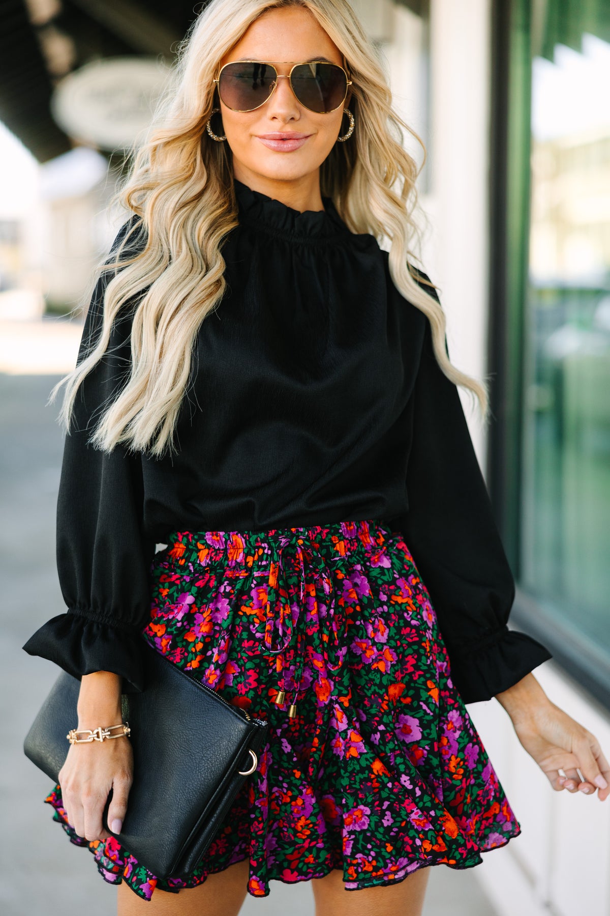 Feminine Black Ruffled Blouse - Women's Blouses – Shop the Mint