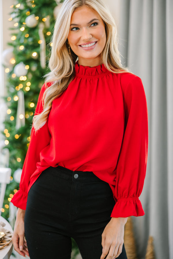 Feminine Red Ruffled Blouse - Women's Blouses – Shop the Mint