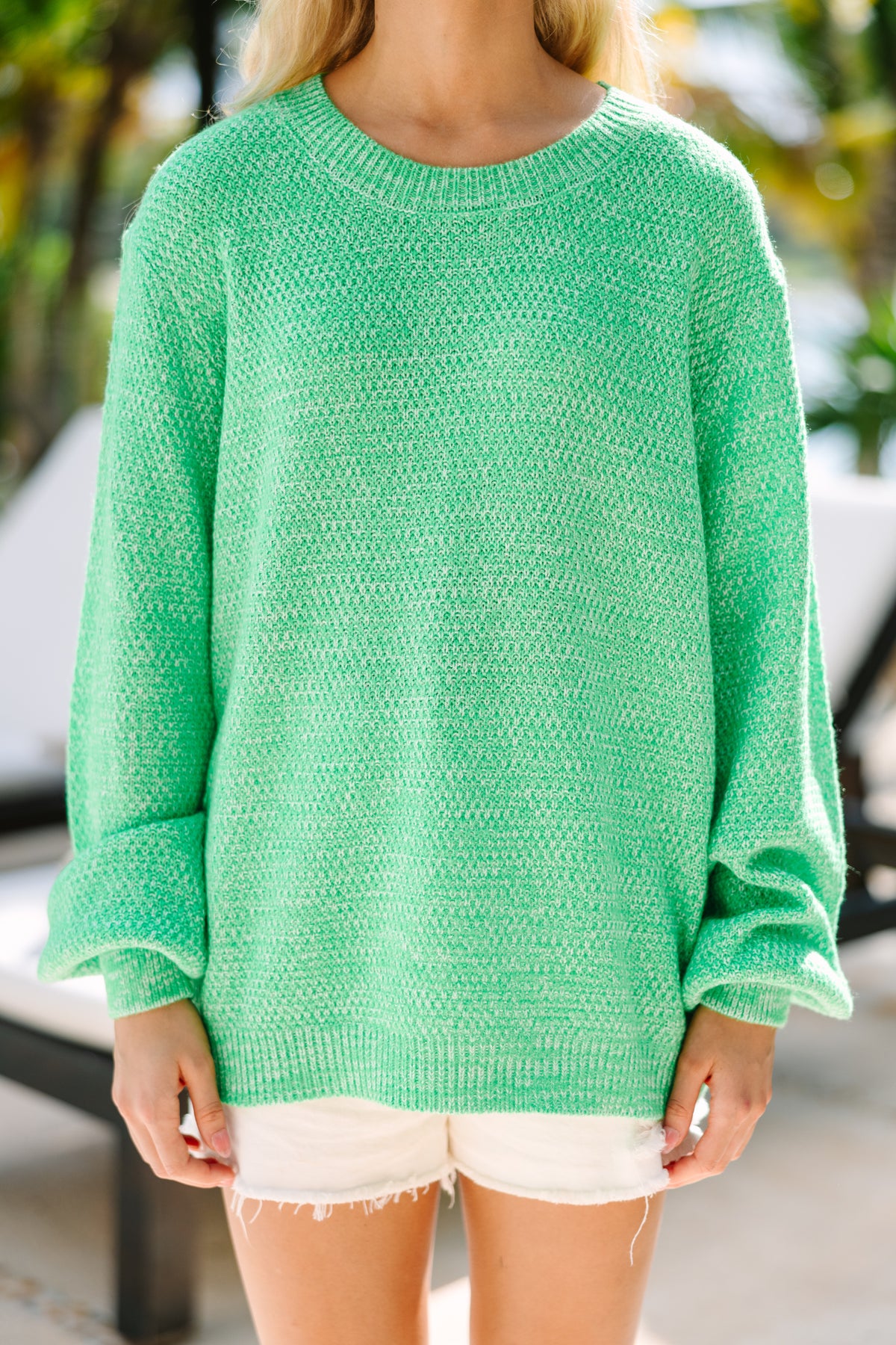 Trendy Bright Green Bubble Sleeve Sweater - Classic Sweaters for Women ...