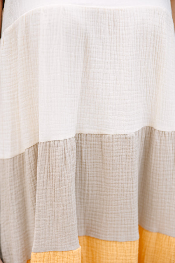 So Sweet Straw Yellow Colorblock Dress - Adorable Dresses – Shop the Mint