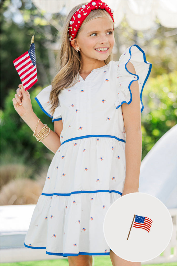 Girls: At This Time White American Flag Dress – Shop the Mint
