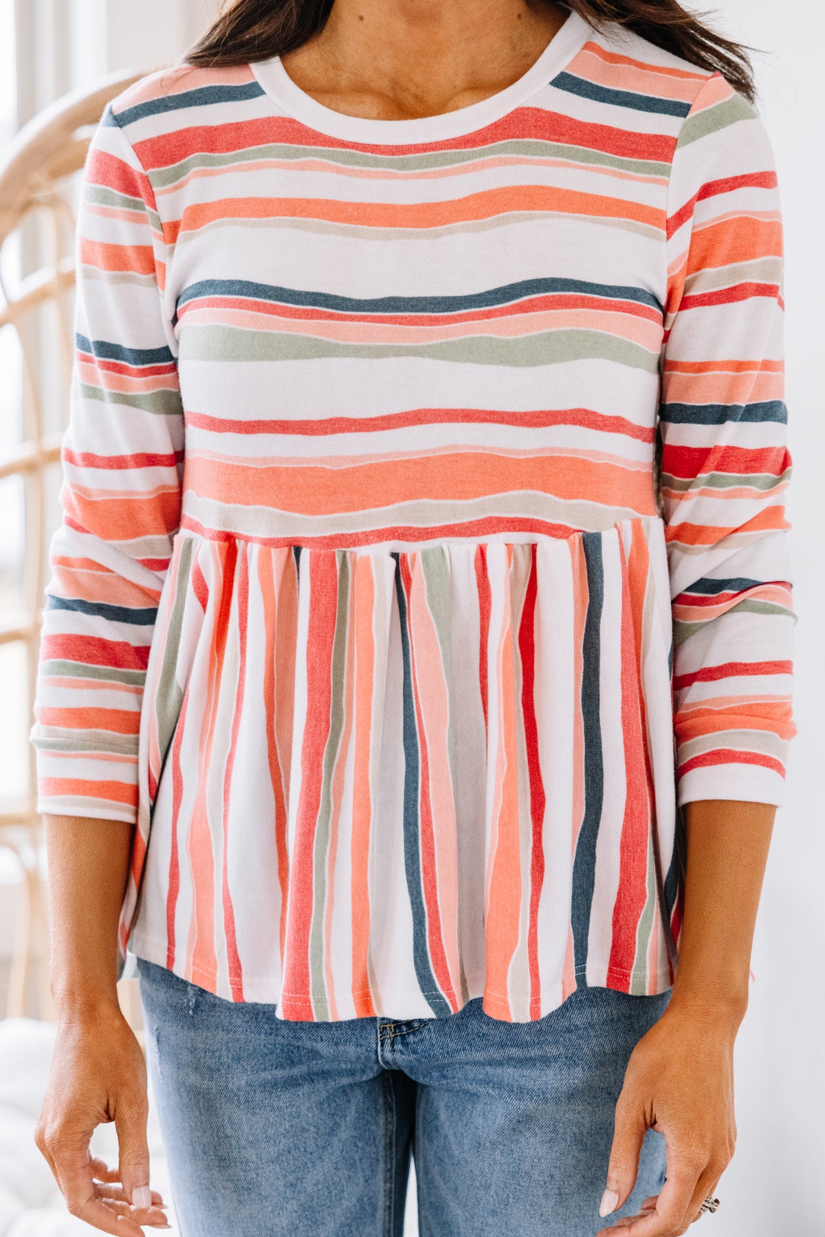 Comfy Orange Striped Top - Cute Women's Tops – Shop the Mint