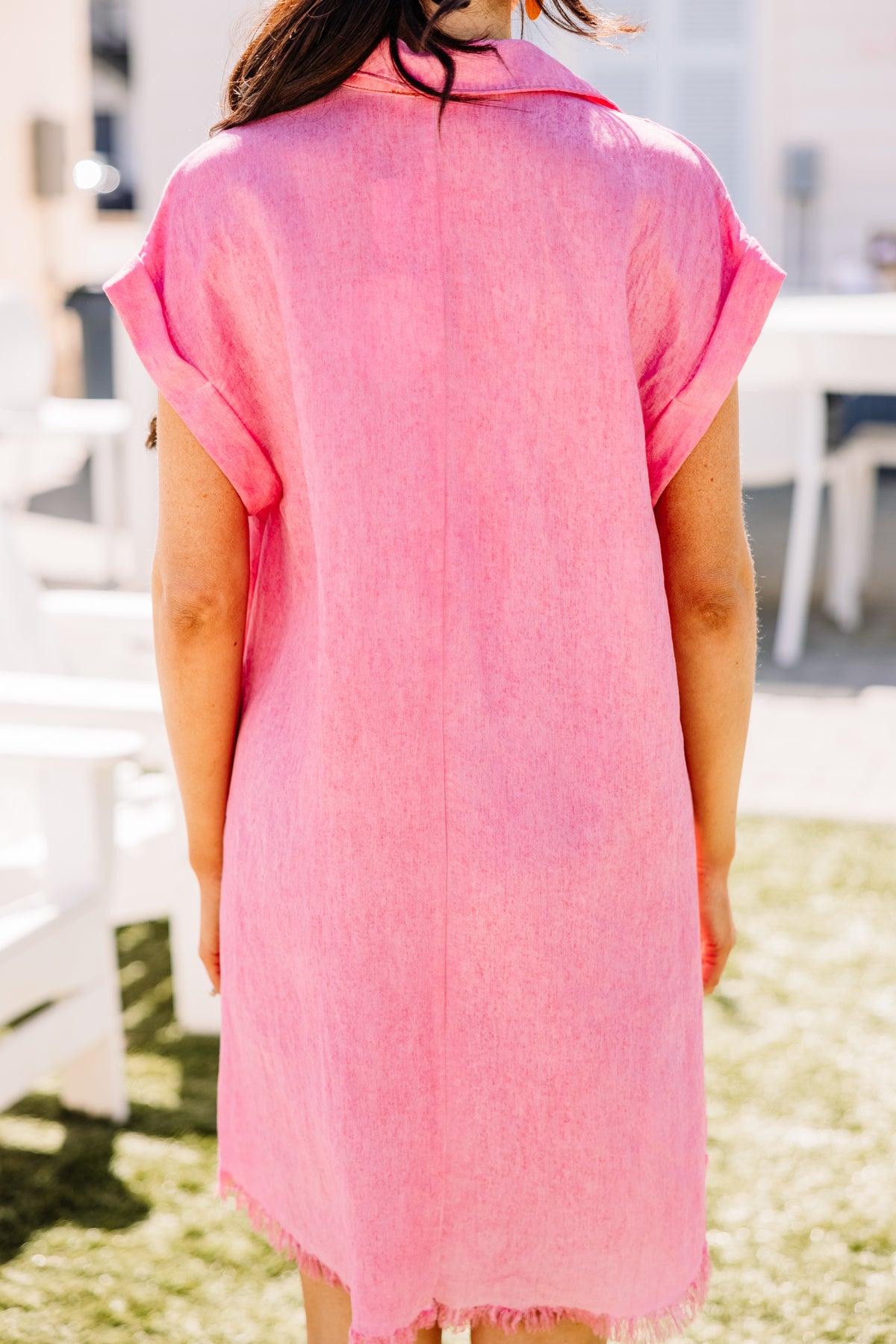 Classic Hot Pink Chambray Dress - Casual Women's Dresses – Shop the Mint