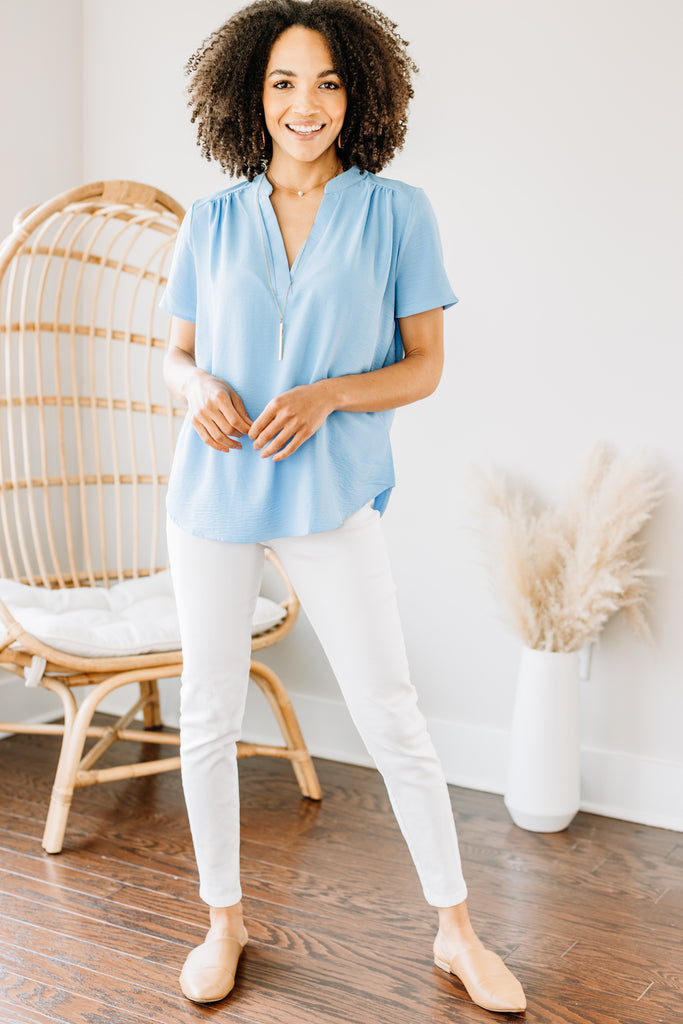 Take The Time Light Blue Top - Classic Tops for Women – Shop the Mint