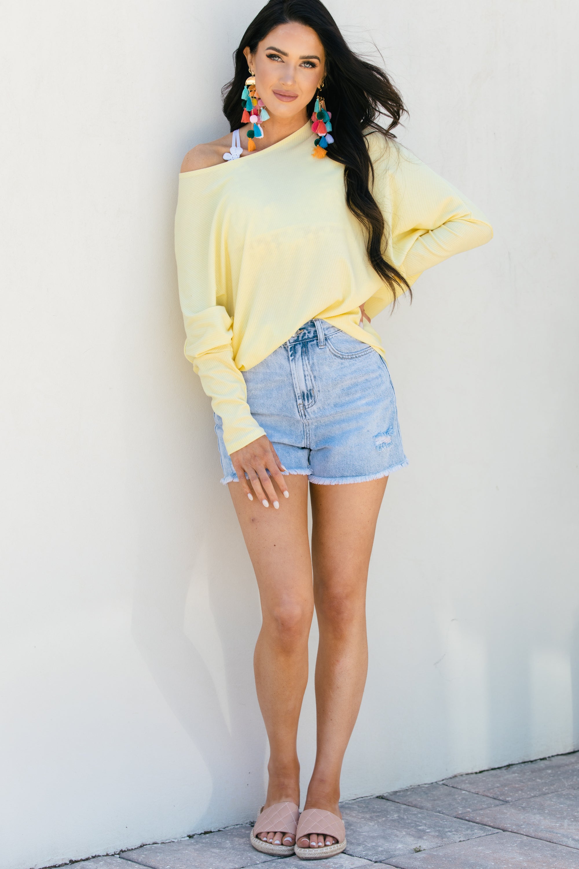 Comfy Light Yellow Ribbed Top - Casual Women's Tops – Shop The Mint