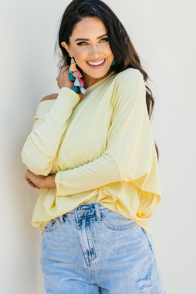 Comfy Light Yellow Ribbed Top - Casual Women's Tops – Shop the Mint