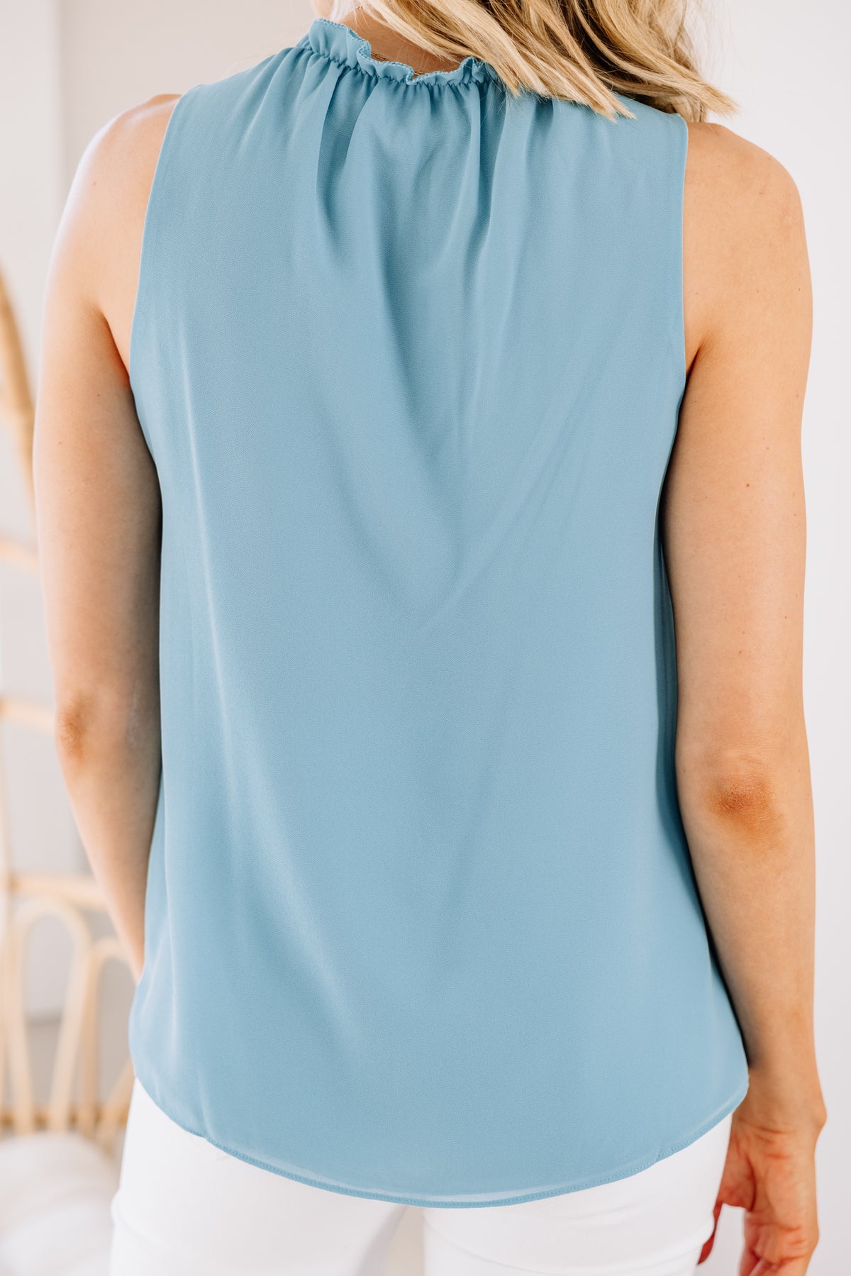 Chic Sky Blue Ruffled Tank - Classic Women's Tank – Shop the Mint