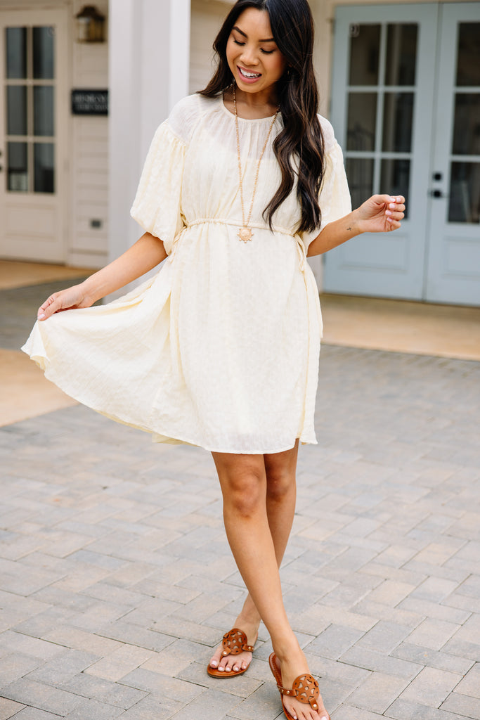 Feminine Egg Shell White Babydoll Dress - Trendy Women's Dresses – Shop ...