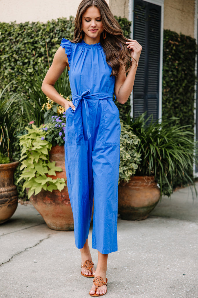 Chic Cobalt Blue Ruffled Jumpsuit - Vibrant Women's Jumpsuits – Shop ...