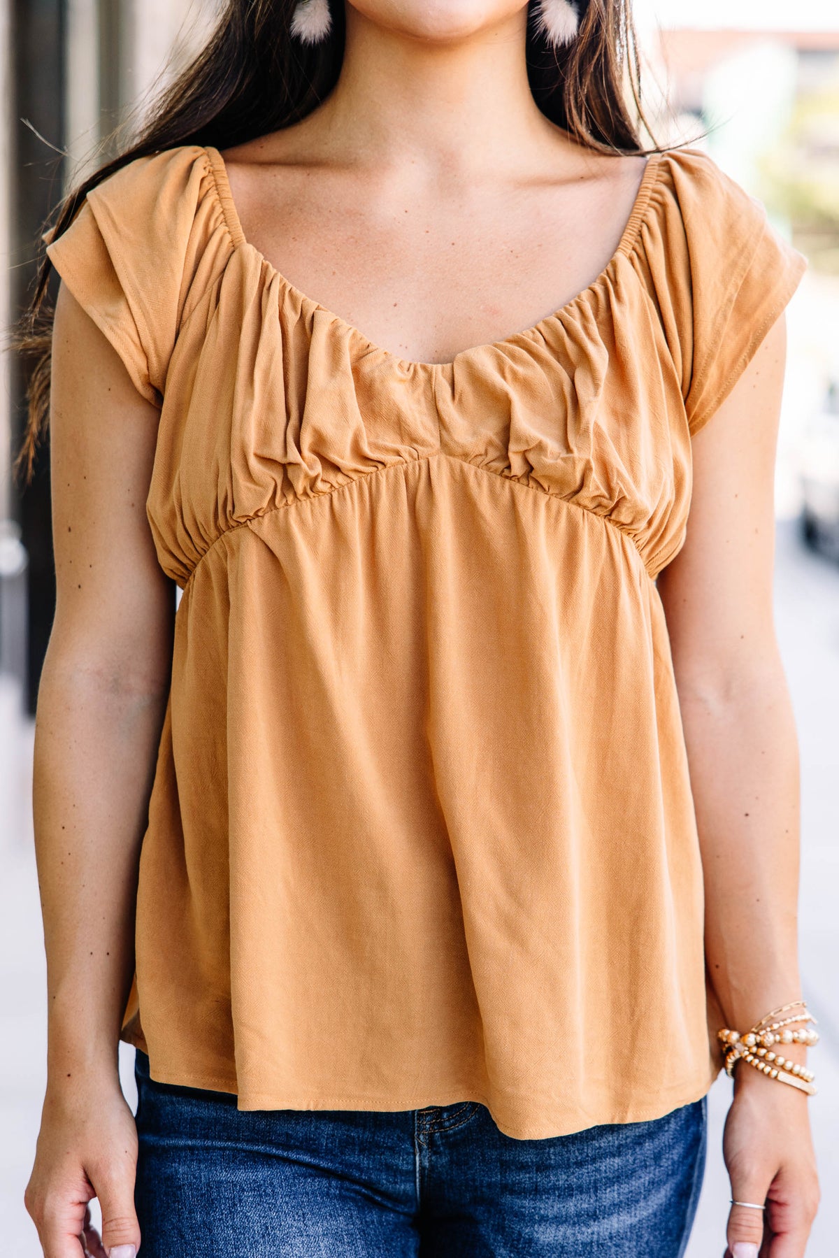 What A Day Marigold Yellow Babydoll Top - Trendy Tops – Shop the Mint
