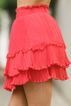 Feminine Flamingo Pink Ruffled Skirt - Trendy Skirts – Shop the Mint