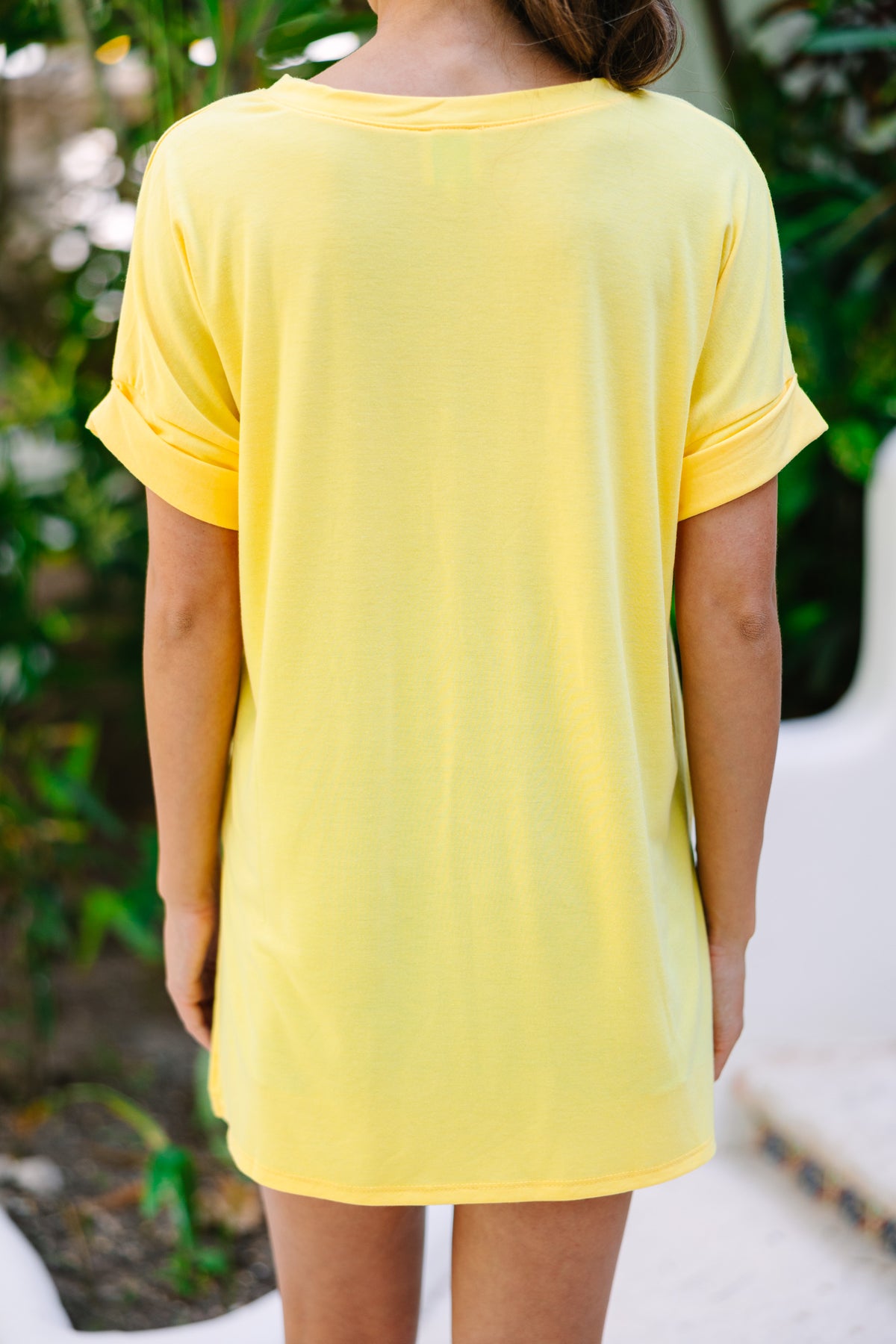 Make Your Life Easy Yellow V-neck Top - Basic Staple Tops – Shop the Mint