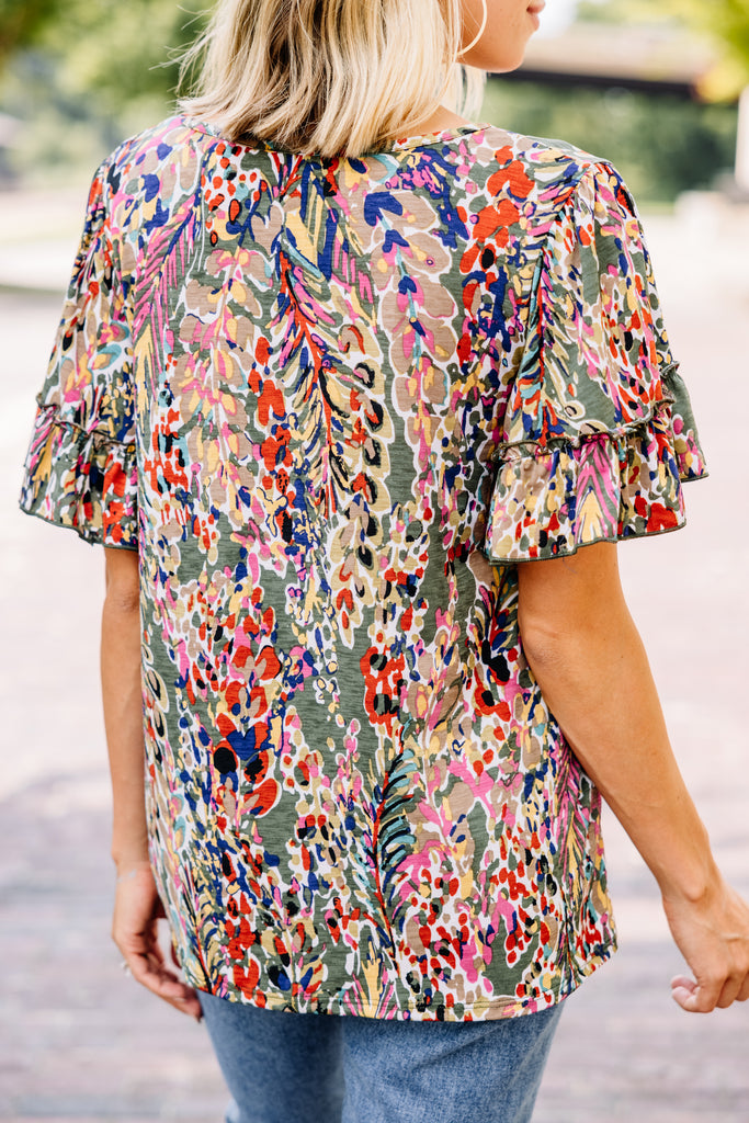 Just You Wait Olive Green Ruffled Sleeve Top – Shop the Mint