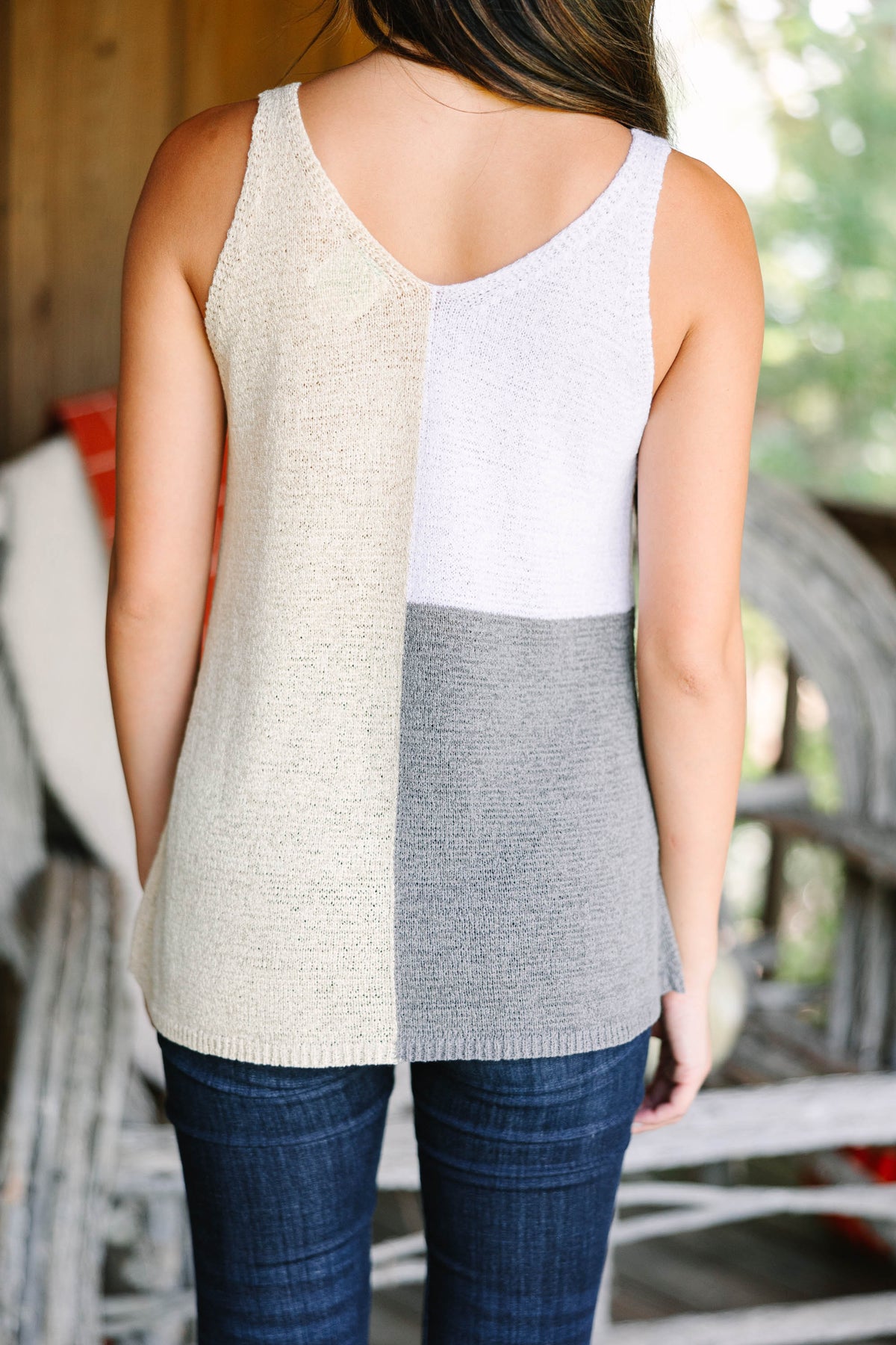 Over The Top Taupe Brown Colorblock Tank - Trendy Knit Tanks – Shop the ...