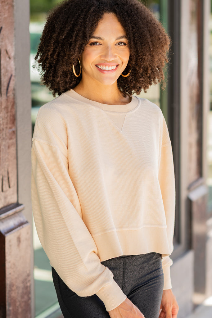 You're So Classic Natural Cropped Corded Pullover – Shop the Mint