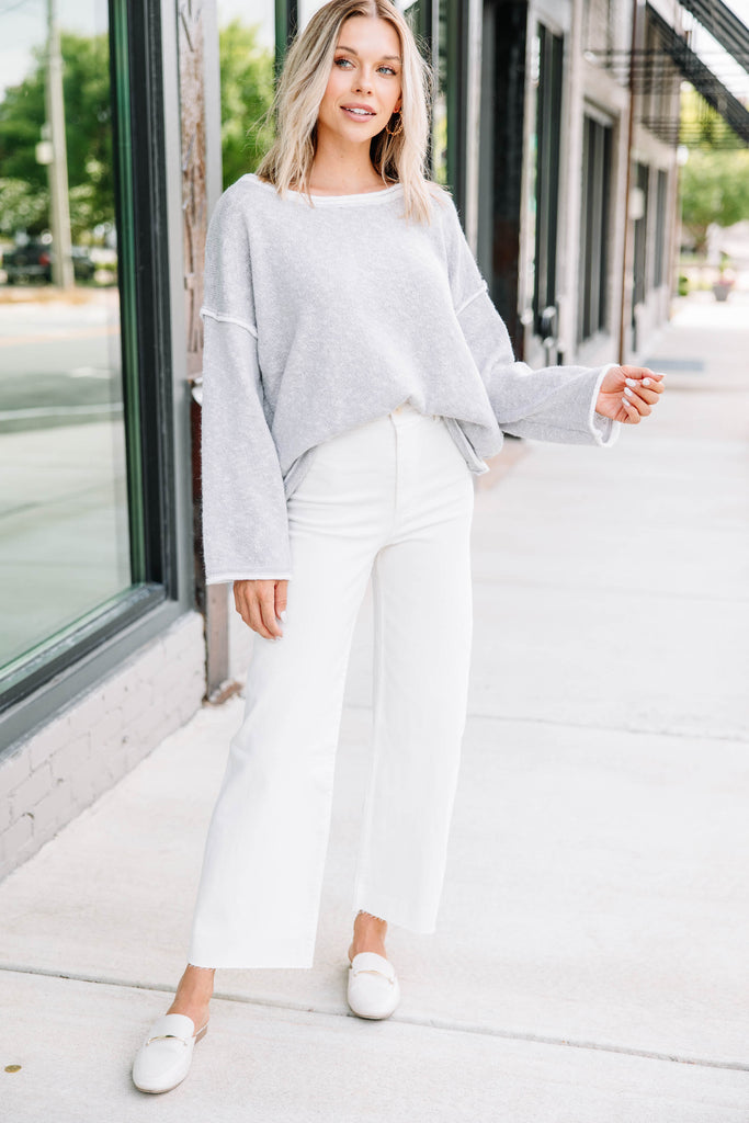 Cozy Heather Gray Sweater - Classic Women's Sweaters – Shop the Mint