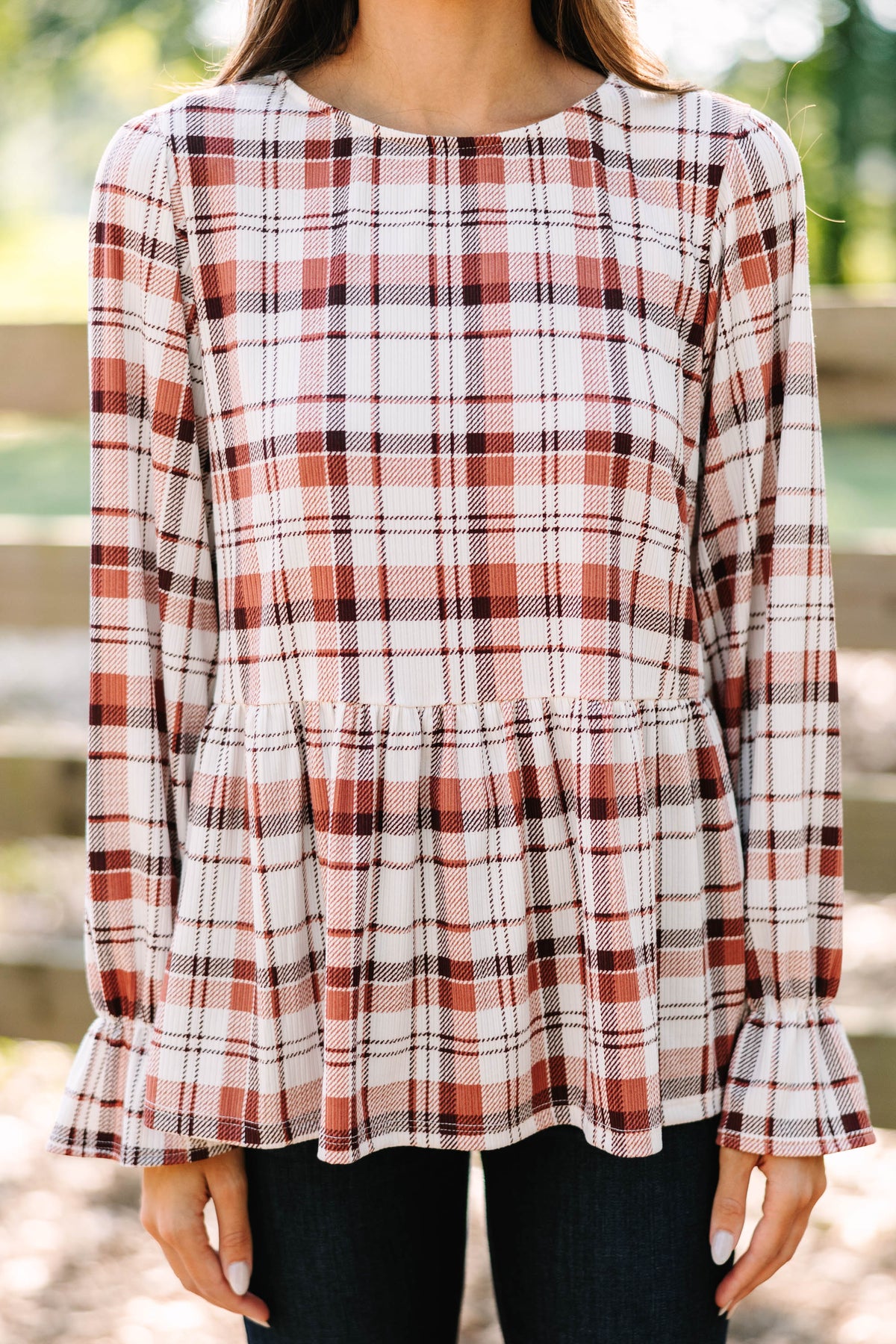 Need You Always Rust Orange Plaid Top – Shop the Mint