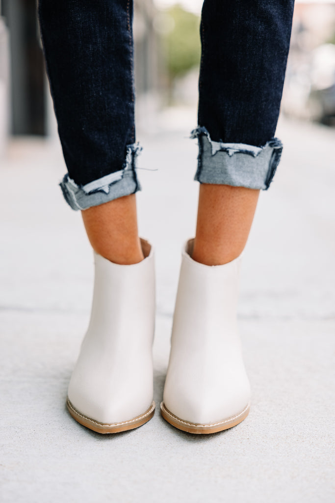 Made For Walking Cream White Booties - Trendy Booties – Shop the Mint