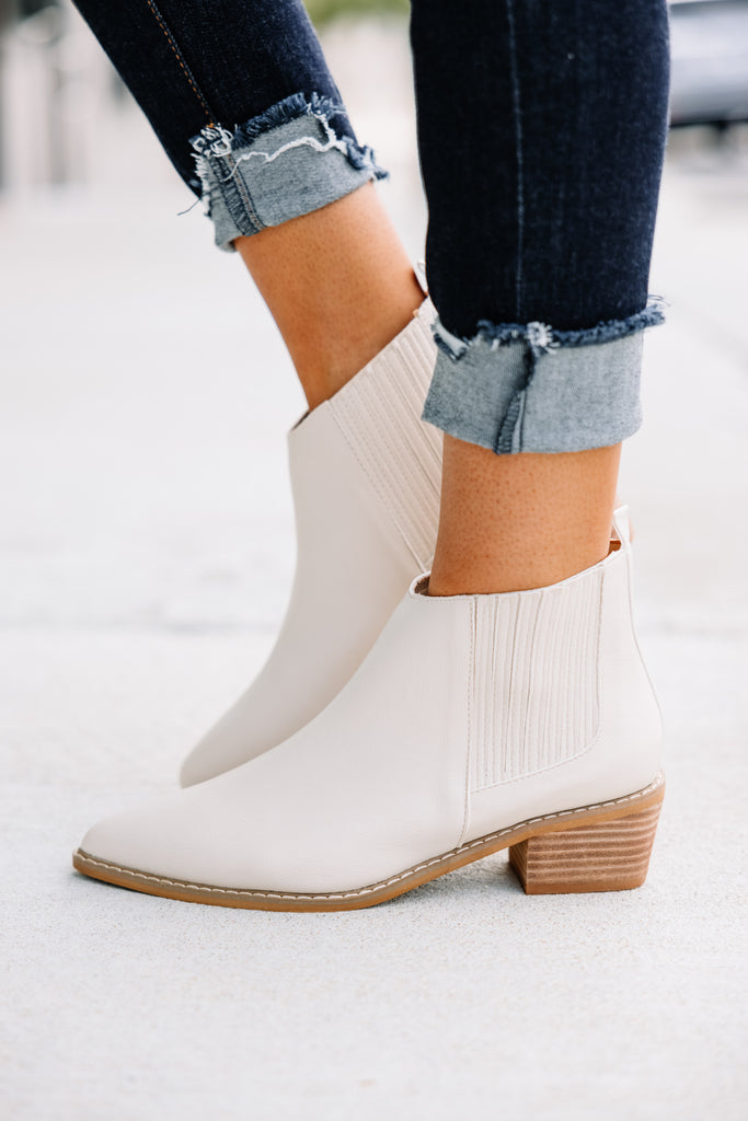 Made For Walking Cream White Booties - Trendy Booties – Shop the Mint
