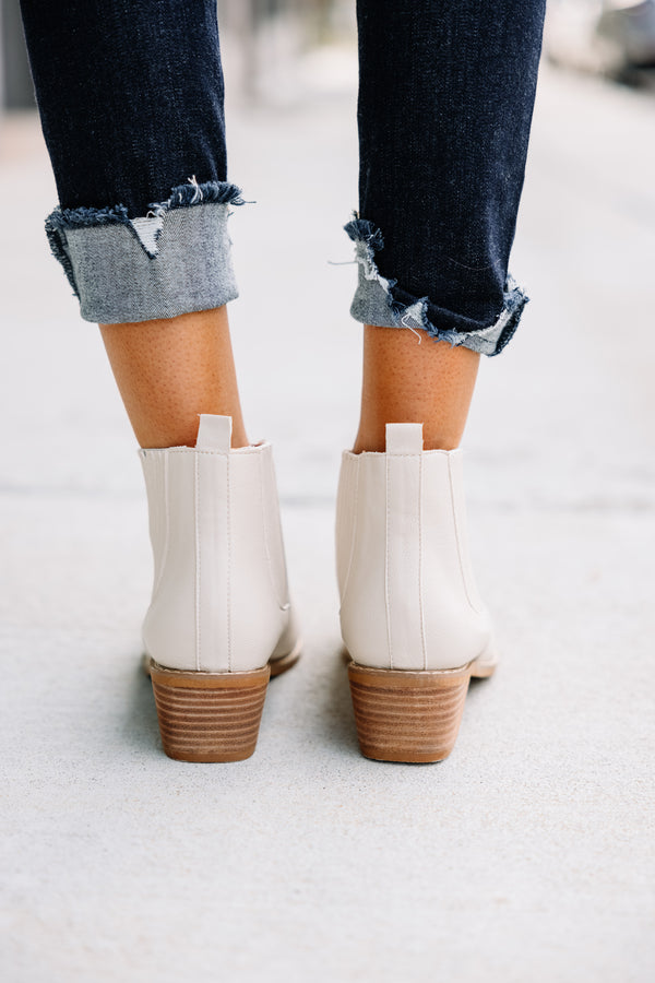 Made For Walking Cream White Booties - Trendy Booties – Shop the Mint