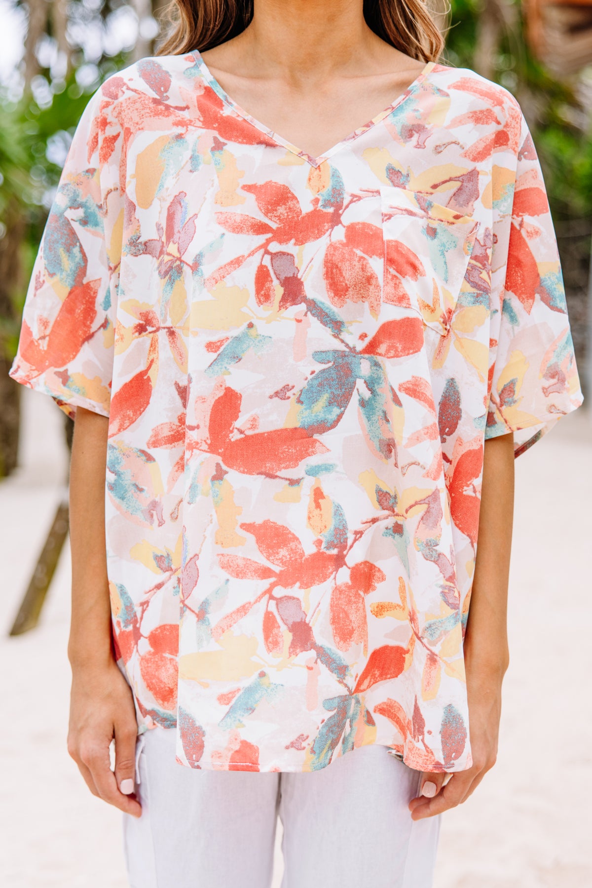 At This Time Coral Orange Floral Top – Shop the Mint