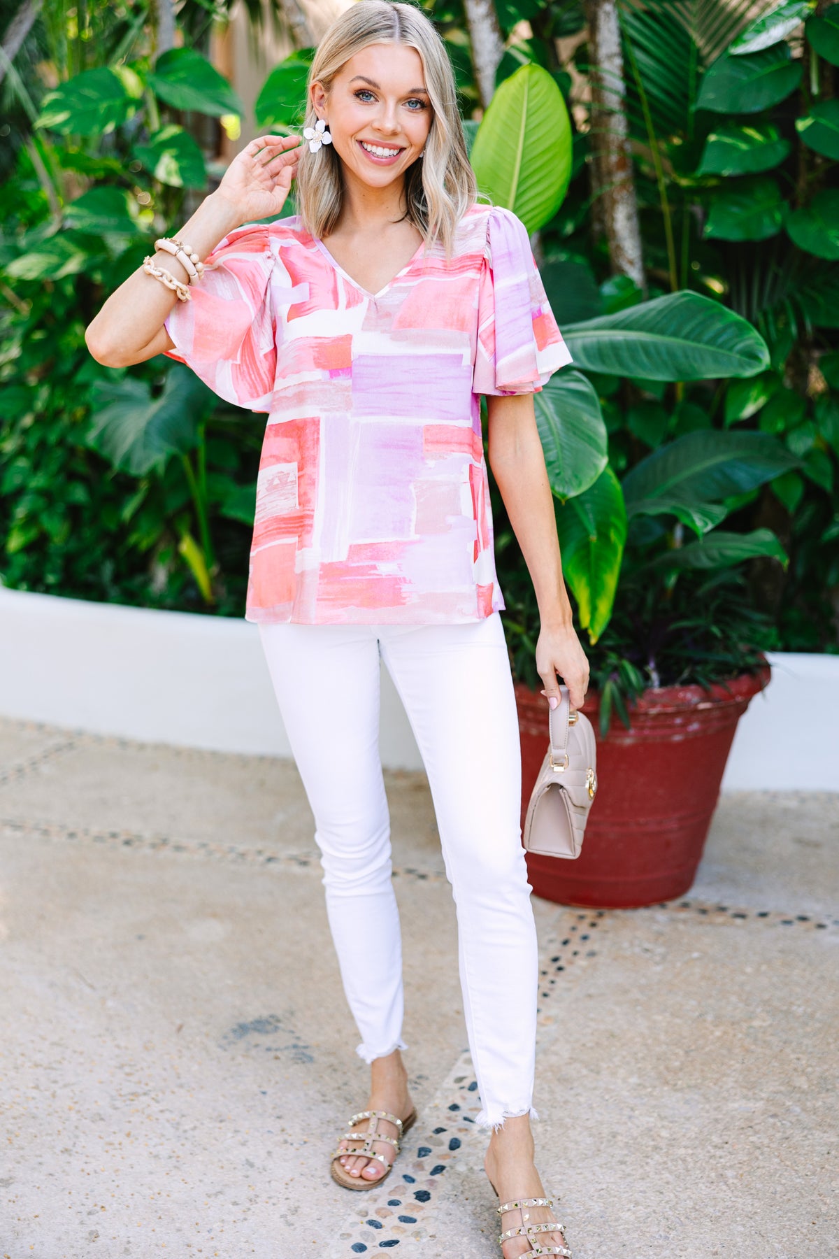 Believe In Me Pink Abstract Blouse – Shop the Mint