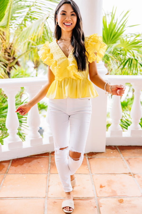 Boldly Go Lemon Yellow Ruffled Blouse – Shop the Mint