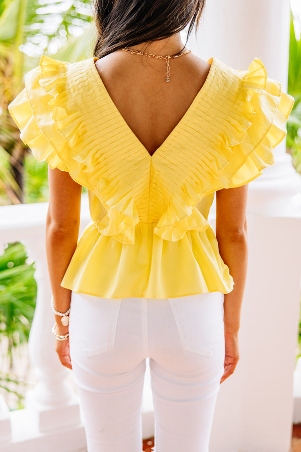 Boldly Go Lemon Yellow Ruffled Blouse – Shop the Mint