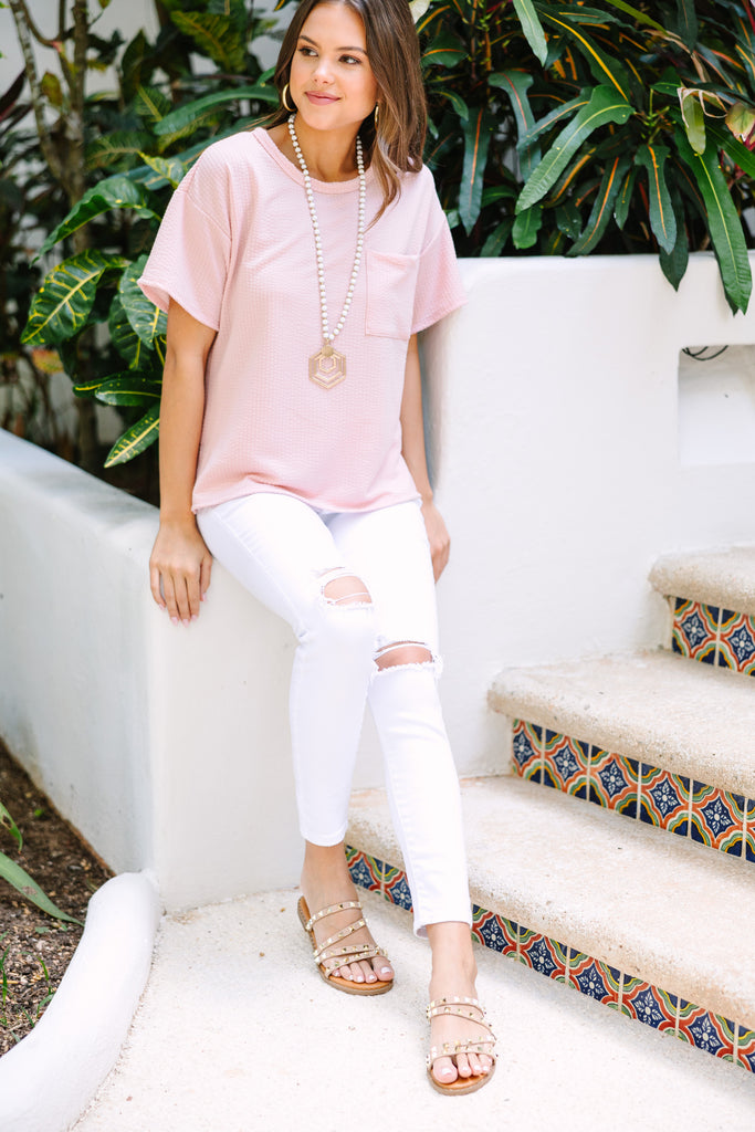 Comfy Dusty Pink Ribbed Top - Casual Tops – Shop the Mint