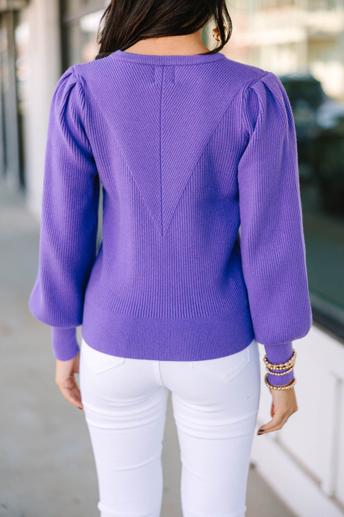 Pretty Lavender Purple Ribbed Sweater - Flattering Women's Sweaters ...