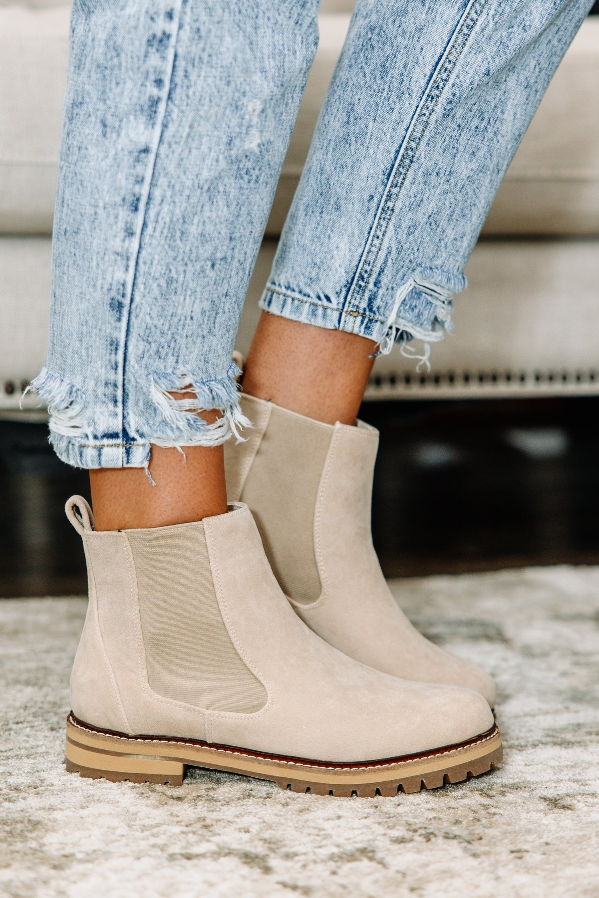 Sassy Suede Sand Booties - Trendy Women's Shoes – Shop the Mint