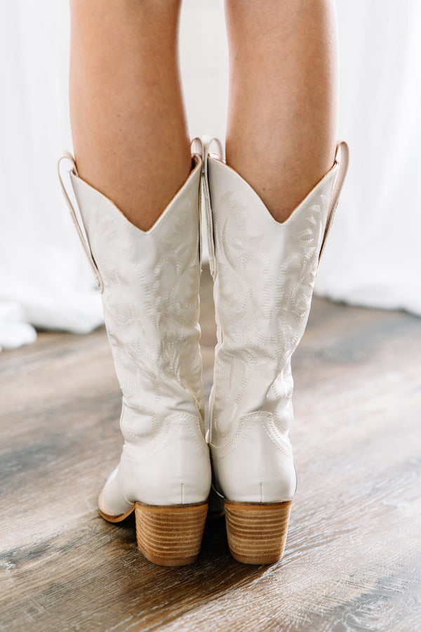Sassy Cream White Western Boots - Trendy Boots – Shop the Mint