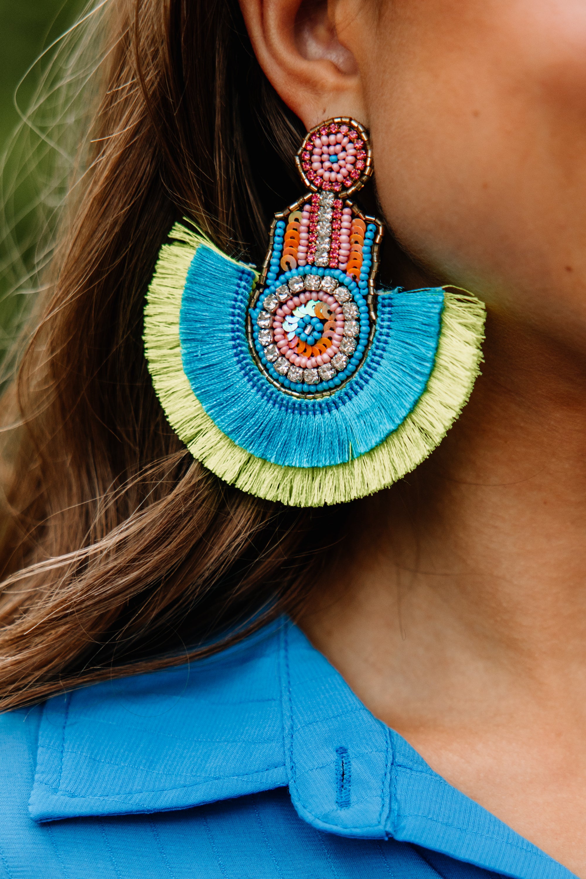 Party All Night Turquoise Fringe Earrings#N# #N# #N# #N# –#N# Shop The Mint