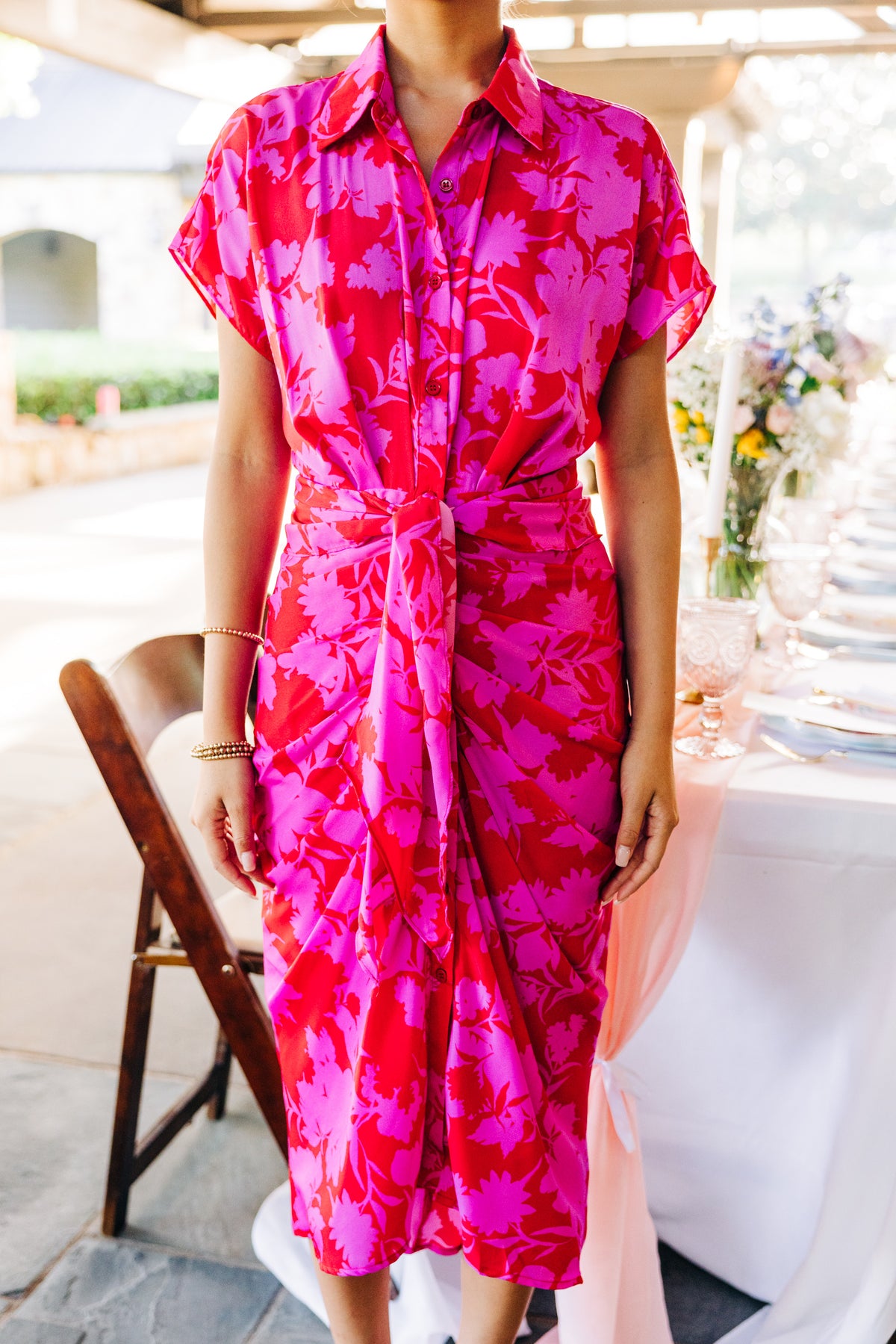 Take Your Shot Berry Pink Floral Midi Dress – Shop the Mint