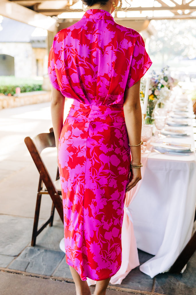 Take Your Shot Berry Pink Floral Midi Dress – Shop the Mint