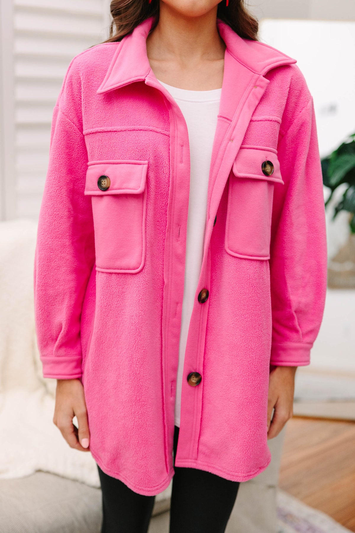 What I Like Bubble Gum Pink Fleece Shacket – Shop the Mint