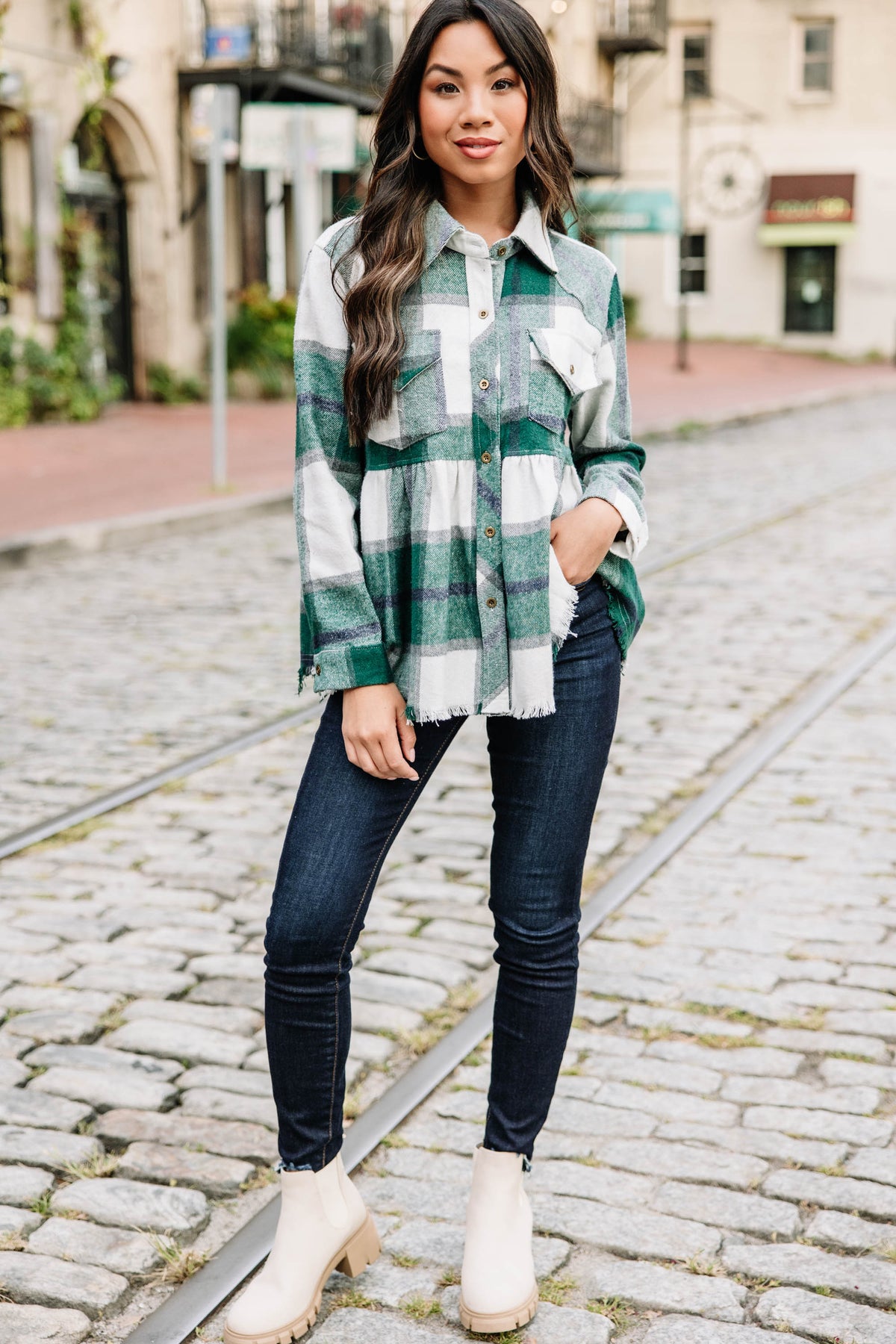 Make Your Own Choices Green Plaid Top – Shop the Mint