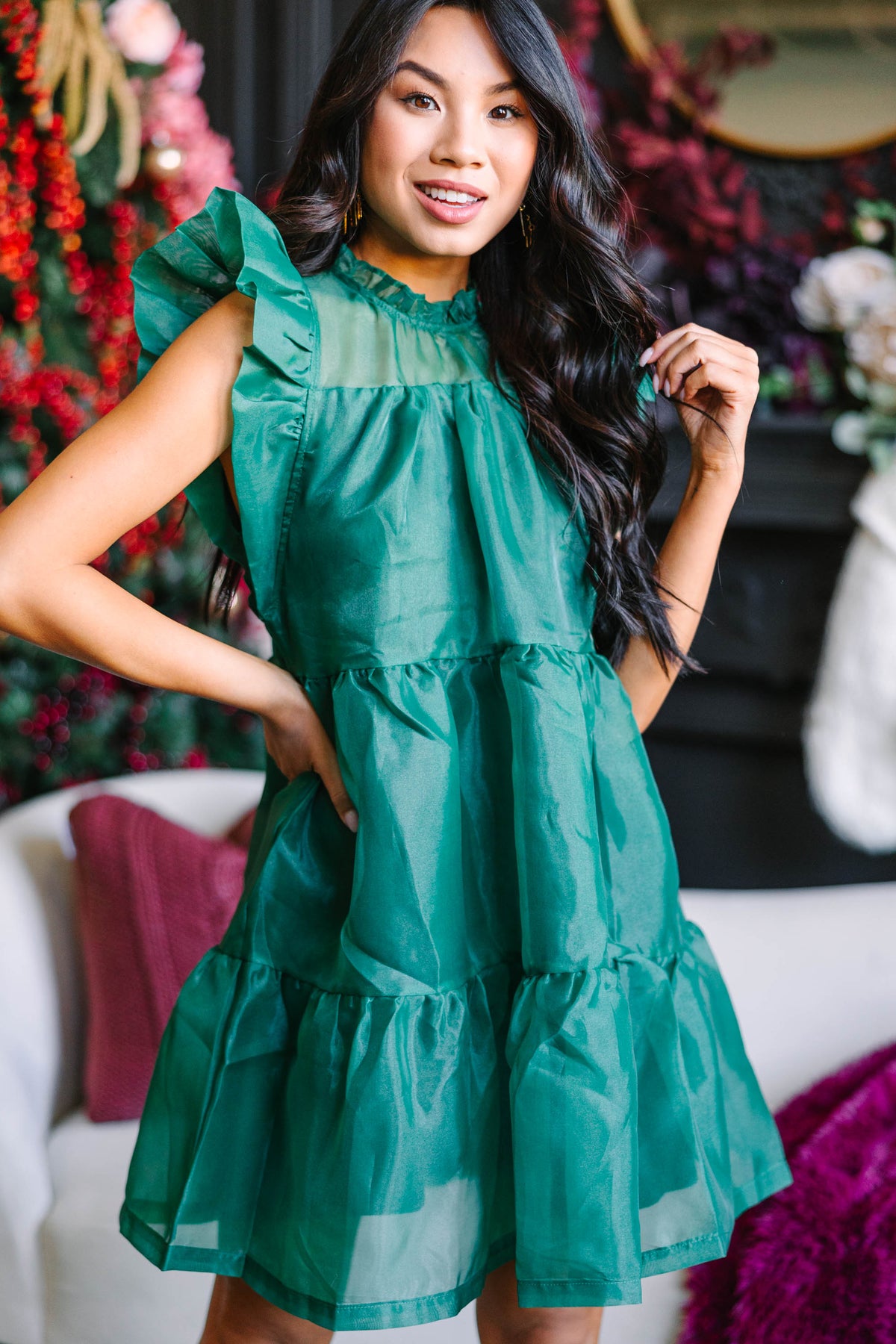 Keep Watch Emerald Green Ruffled Dress – Shop the Mint