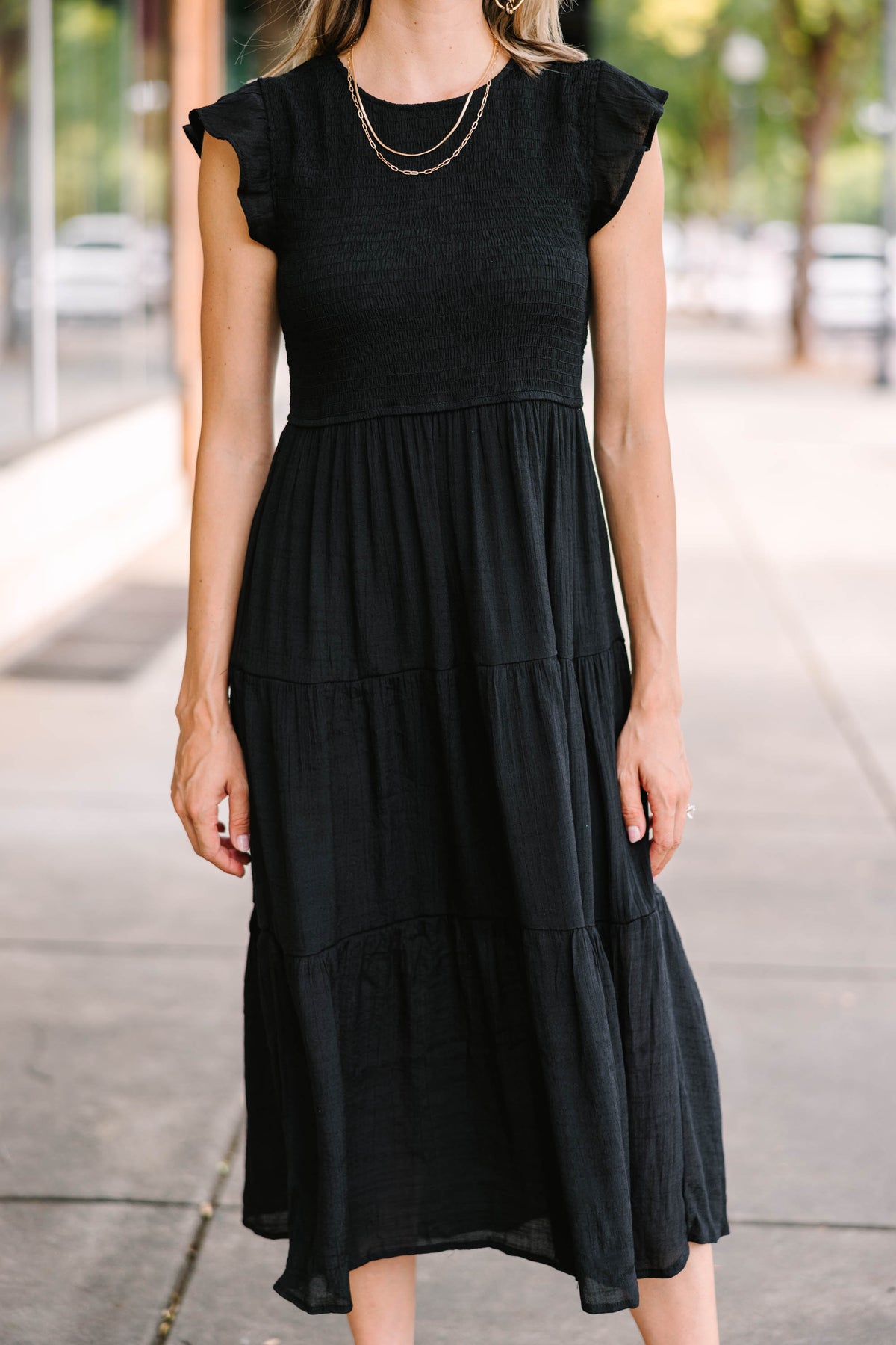 Learn To Love Black Smocked Midi Dress – Shop the Mint