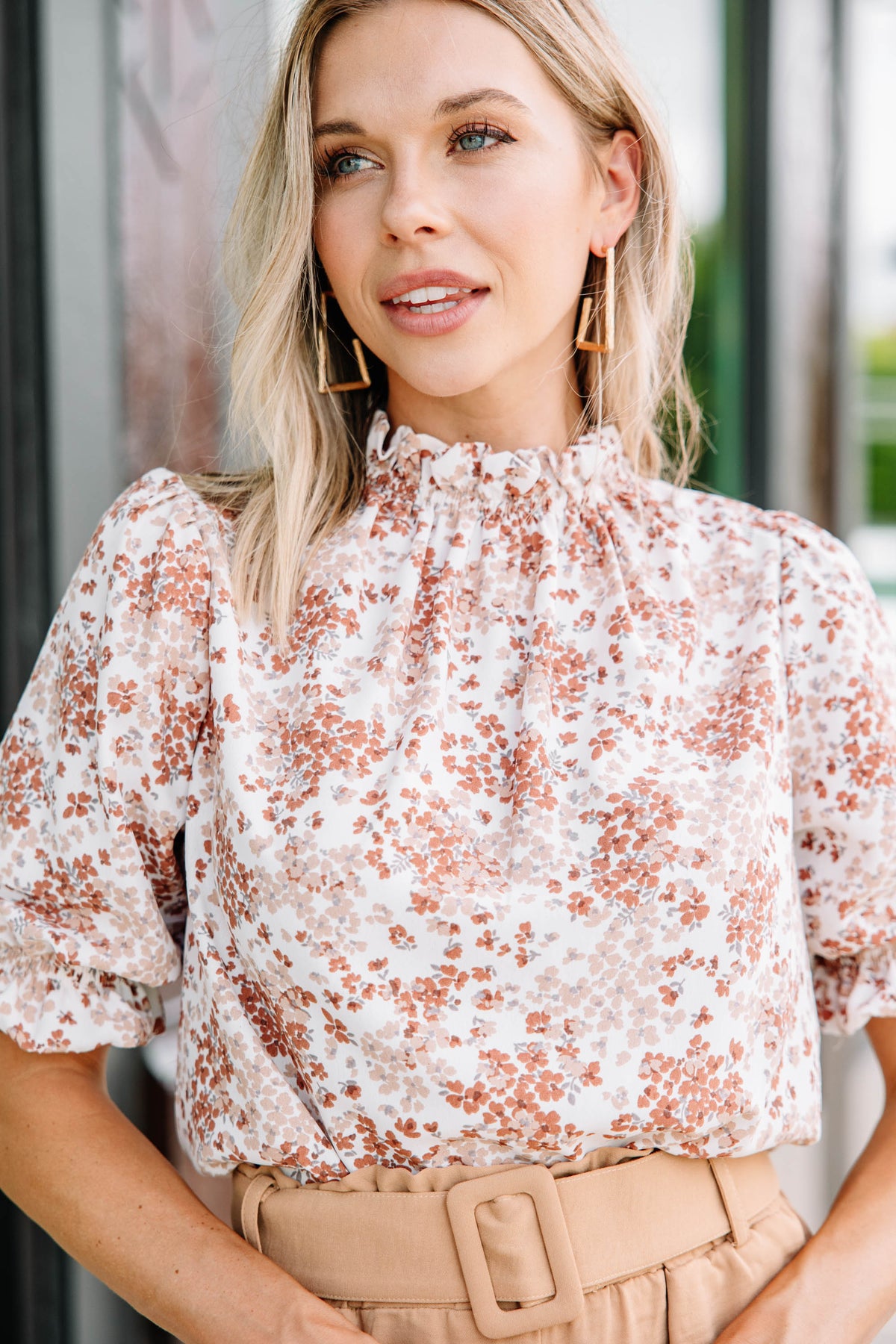 This Is The Time Caramel Brown Ditsy Floral Blouse – Shop the Mint