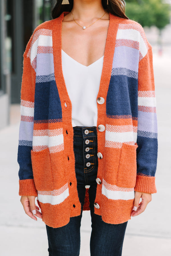 Fall For You Rust Orange Striped Cardigan – Shop the Mint