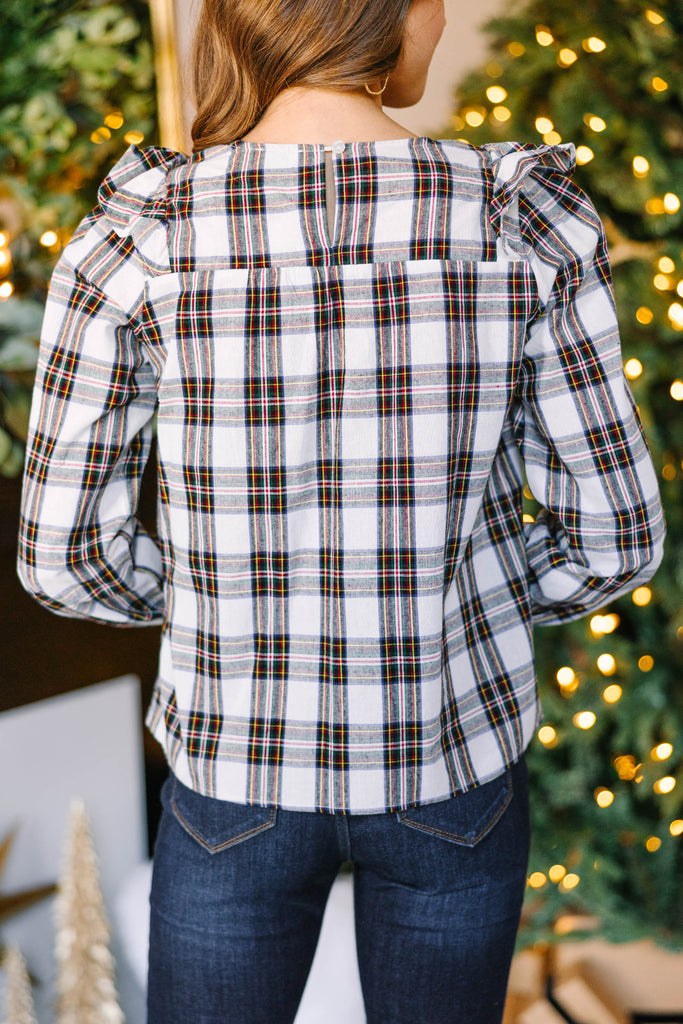 Such A Gift White Plaid Ruffled Blouse – Shop the Mint