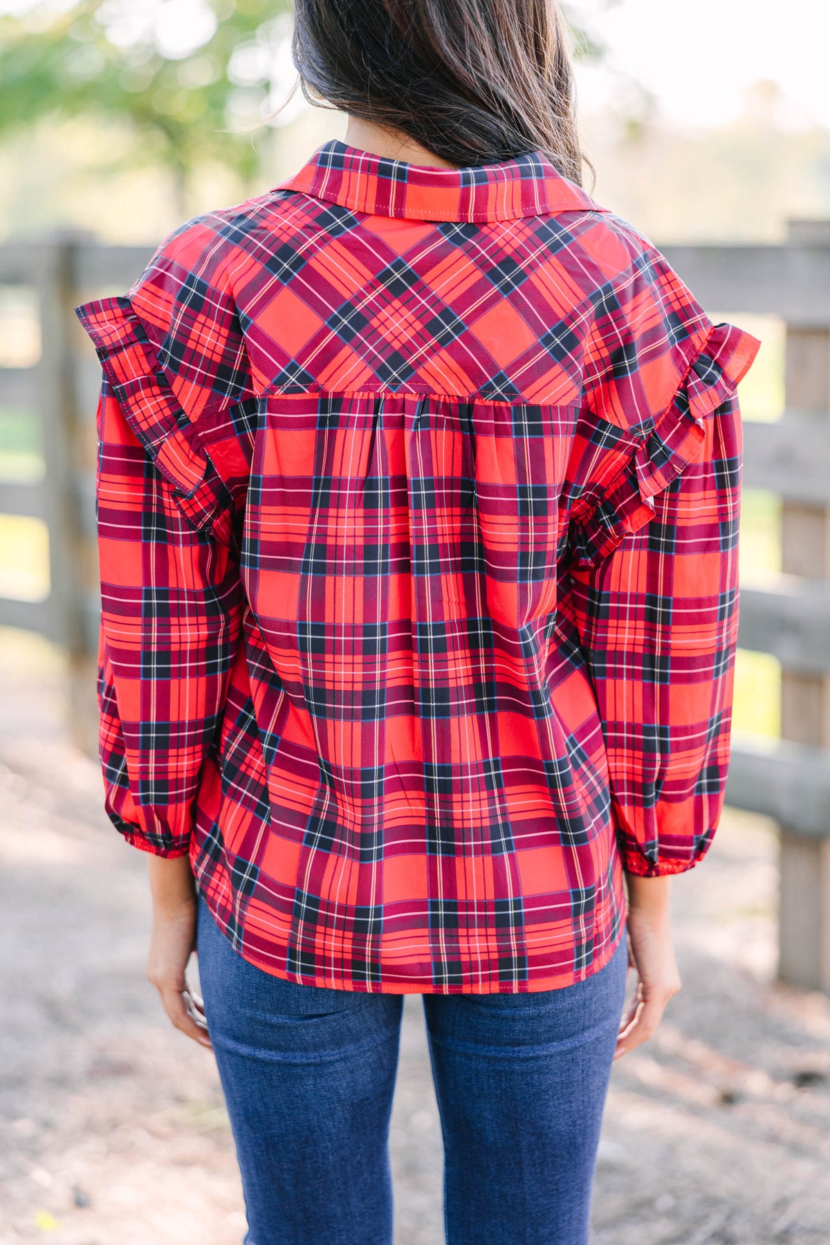 Be Both Red Plaid Ruffled Blouse – Shop the Mint