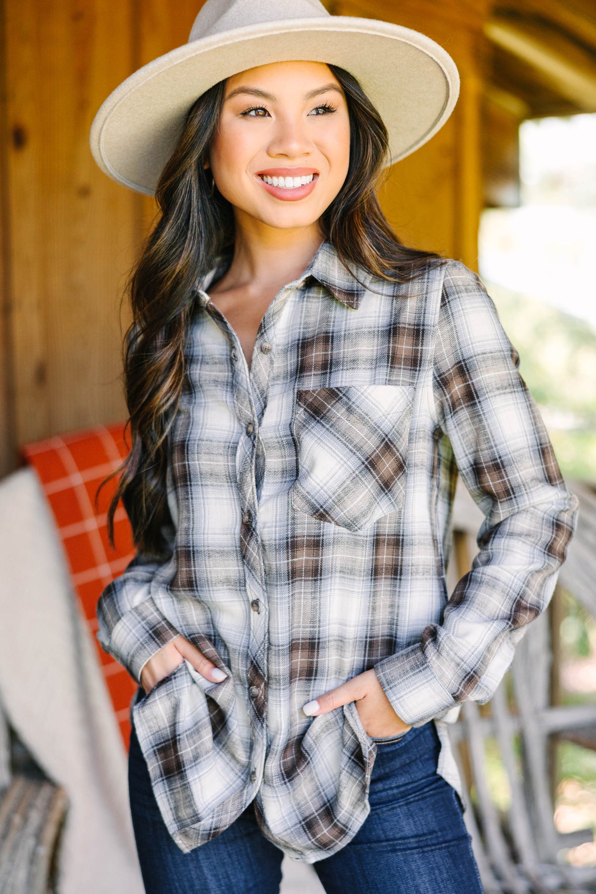 Make You Mine Slate Gray Plaid Top – Shop the Mint